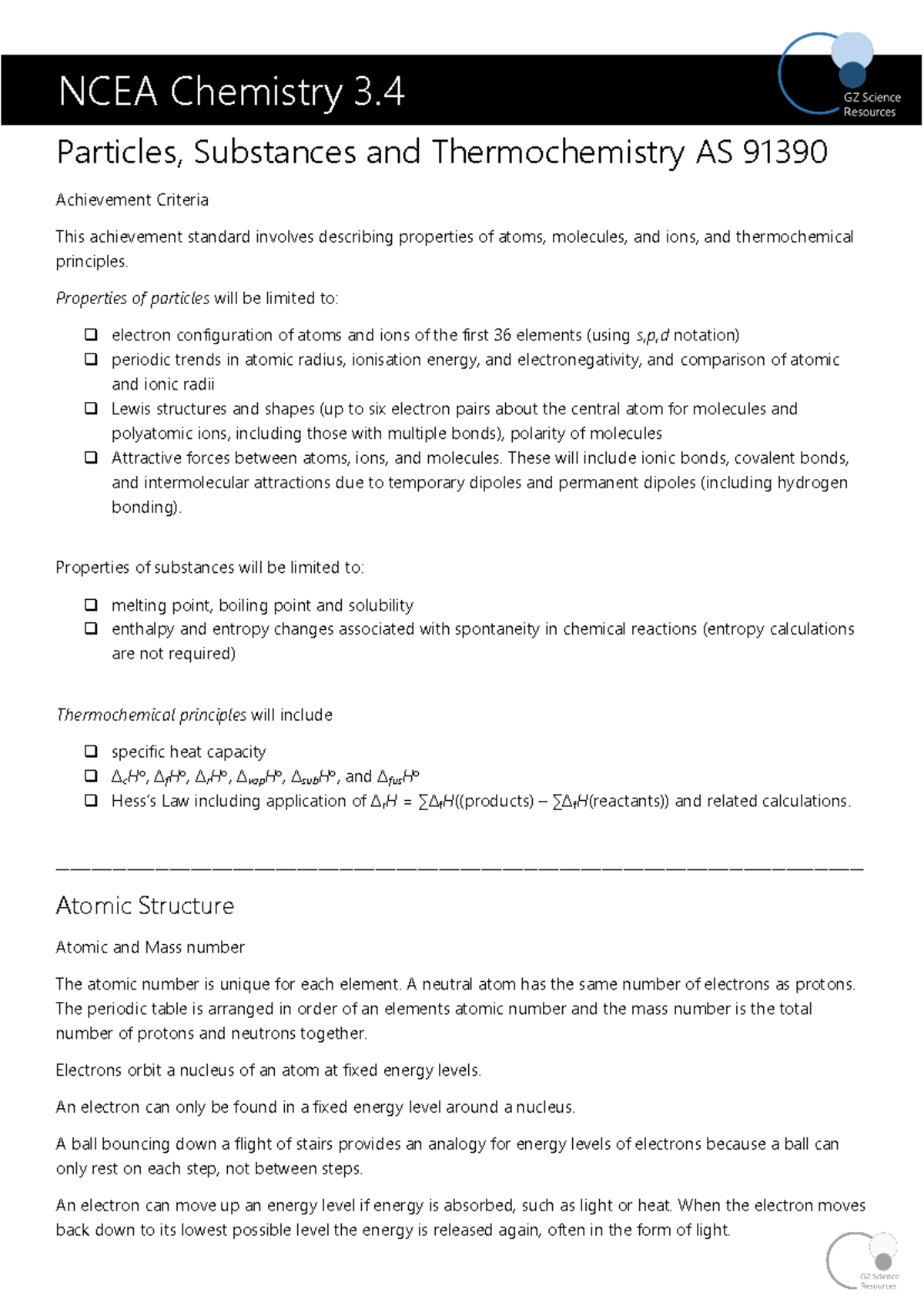 Thermochemistry - Notes from No Brain Too Small - Particles, Substances ...