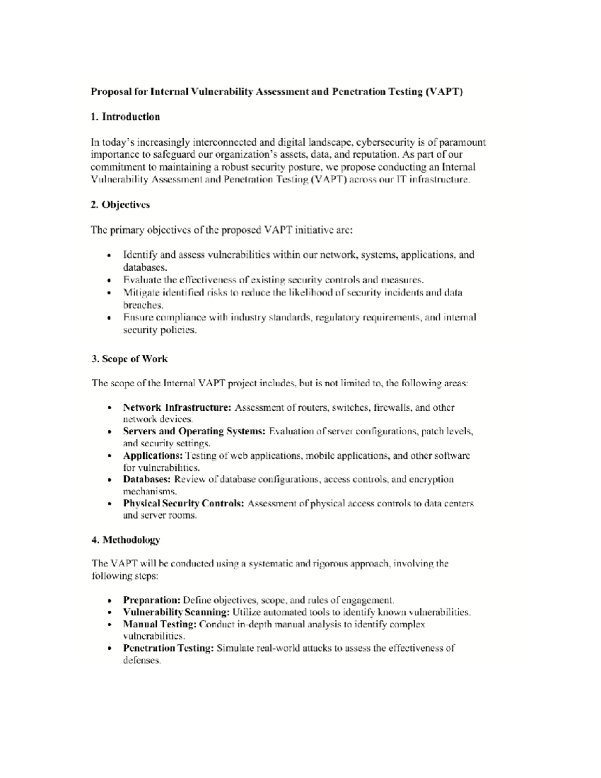 RFP2: Proposal for Internal VAPT - Assessment & Testing Notes - Studocu
