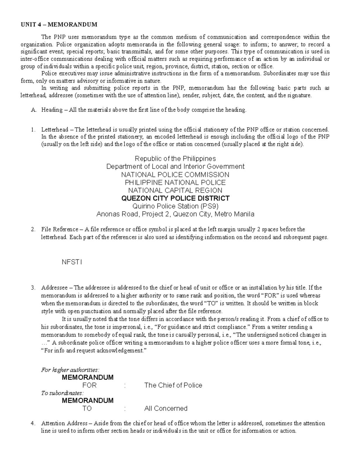 PNP 1465865256876119241 Memorandum: Structure and Components Guide ...
