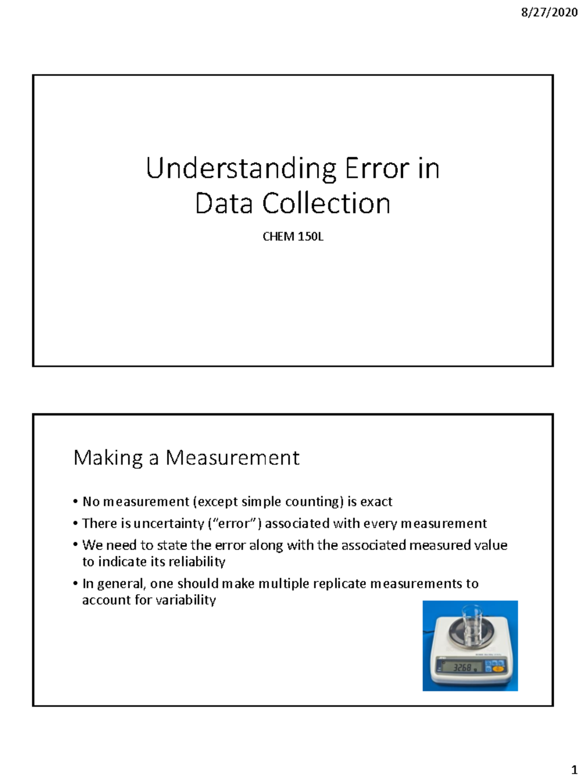 150L error prelab - Assignment and Course Note - Understanding Error in ...
