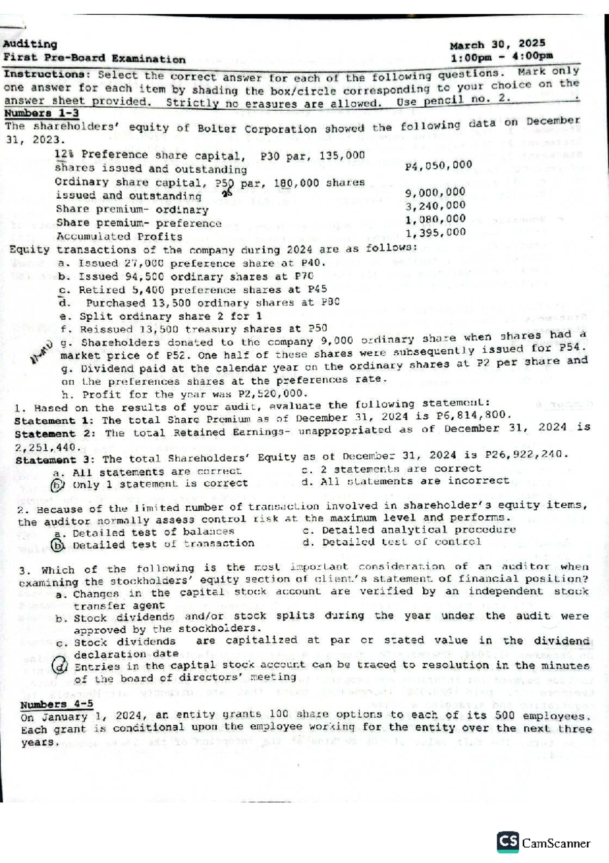 First PRE Boards Auditing Exam Review - March 30, 2025 - Studocu