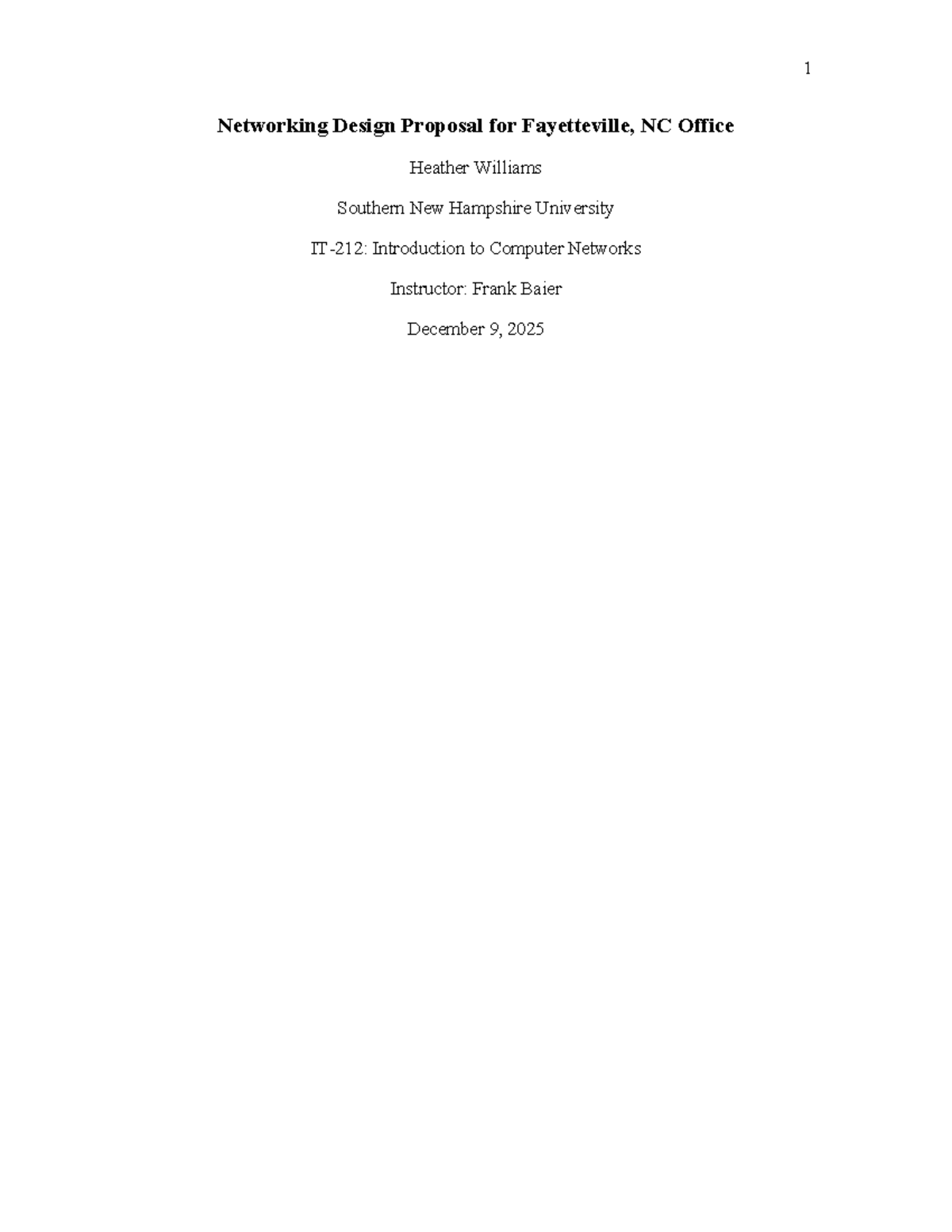 IT-212 7-1 Final Project: Networking Design Proposal for Fayetteville ...