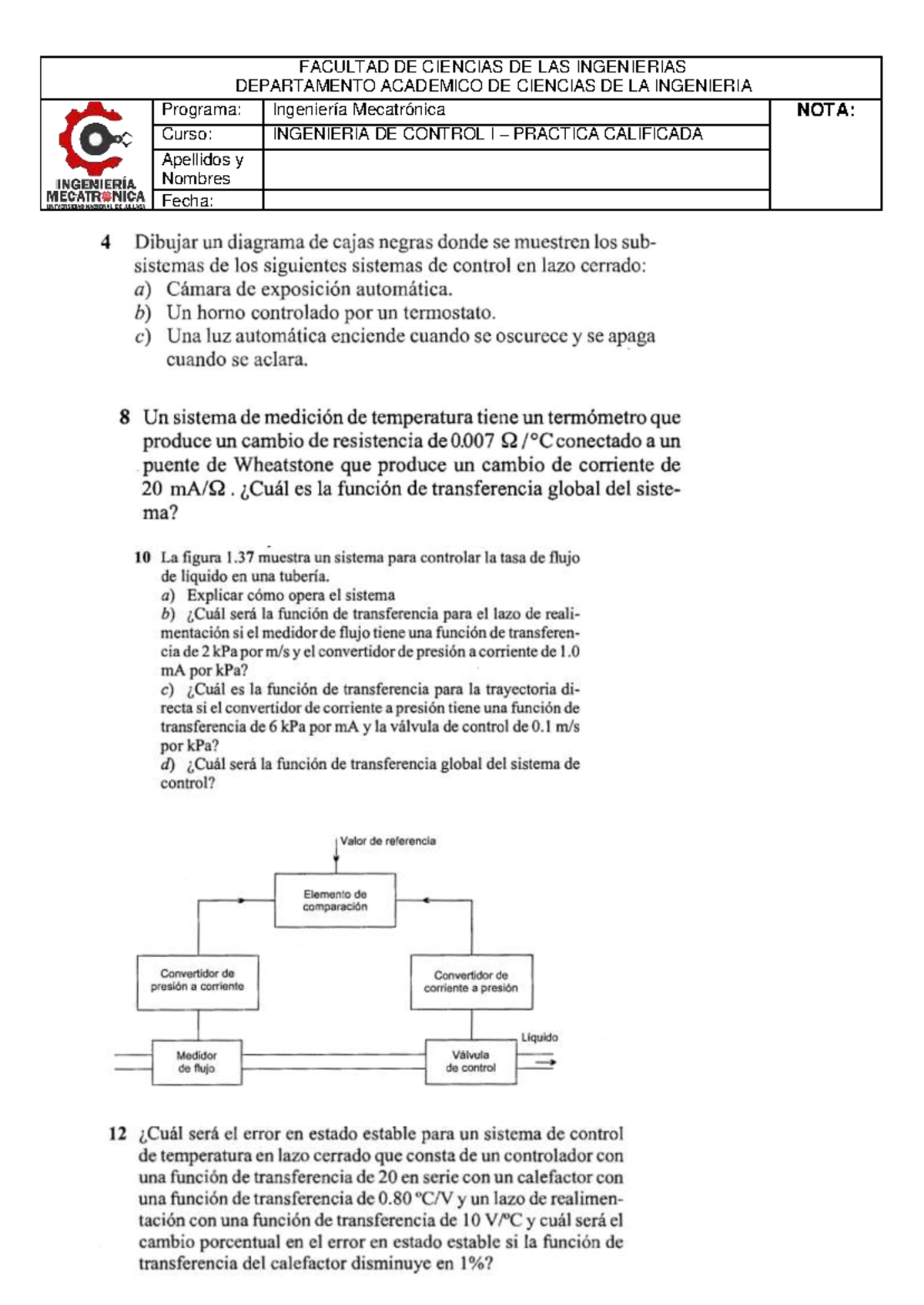 Practica Calificada IC 2026 1 4 - Ingenieria Mecatronica - FACULTAD DE ...