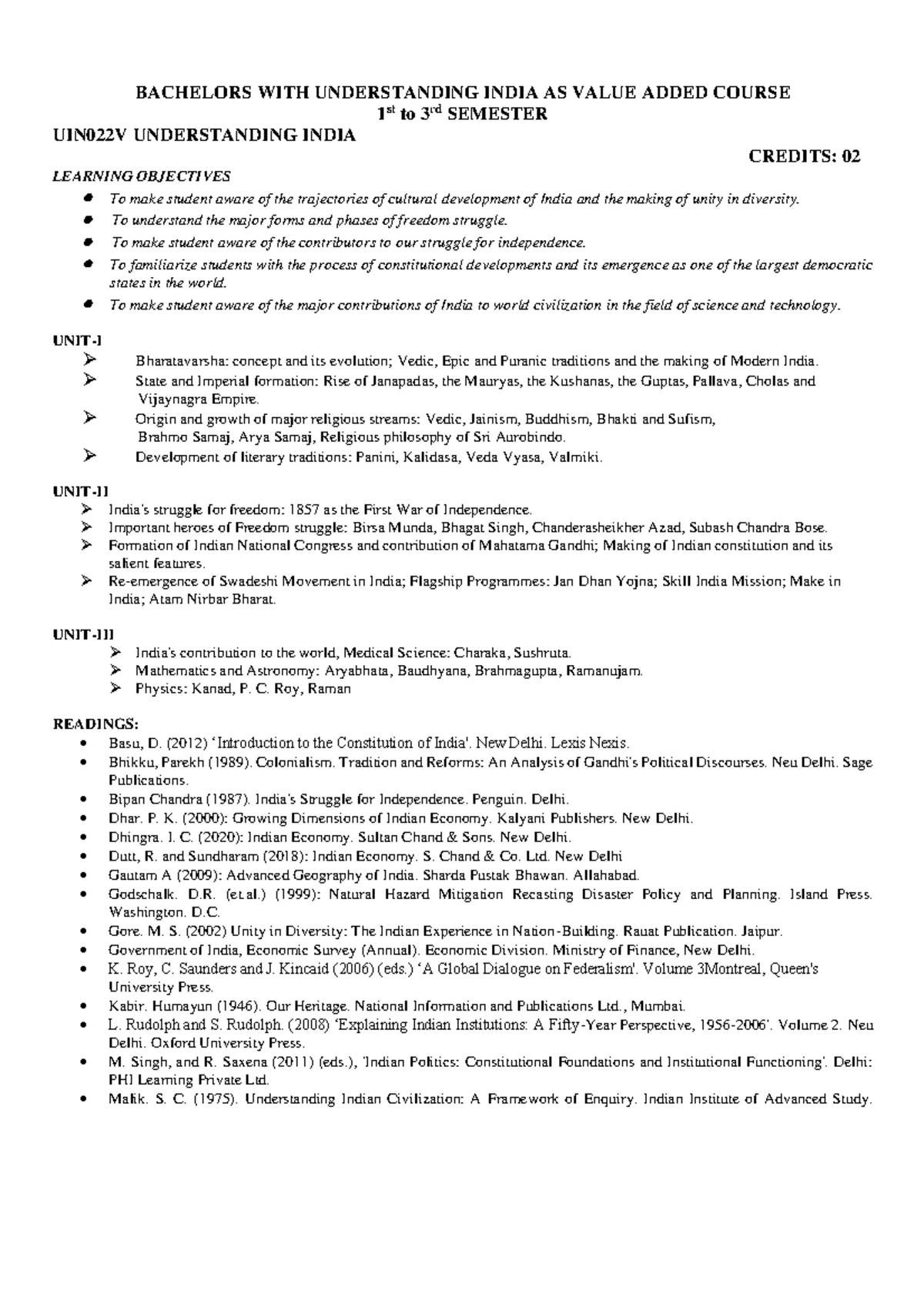 UIN022V Understanding India: Insights from Semester 1 to 3 - Studocu