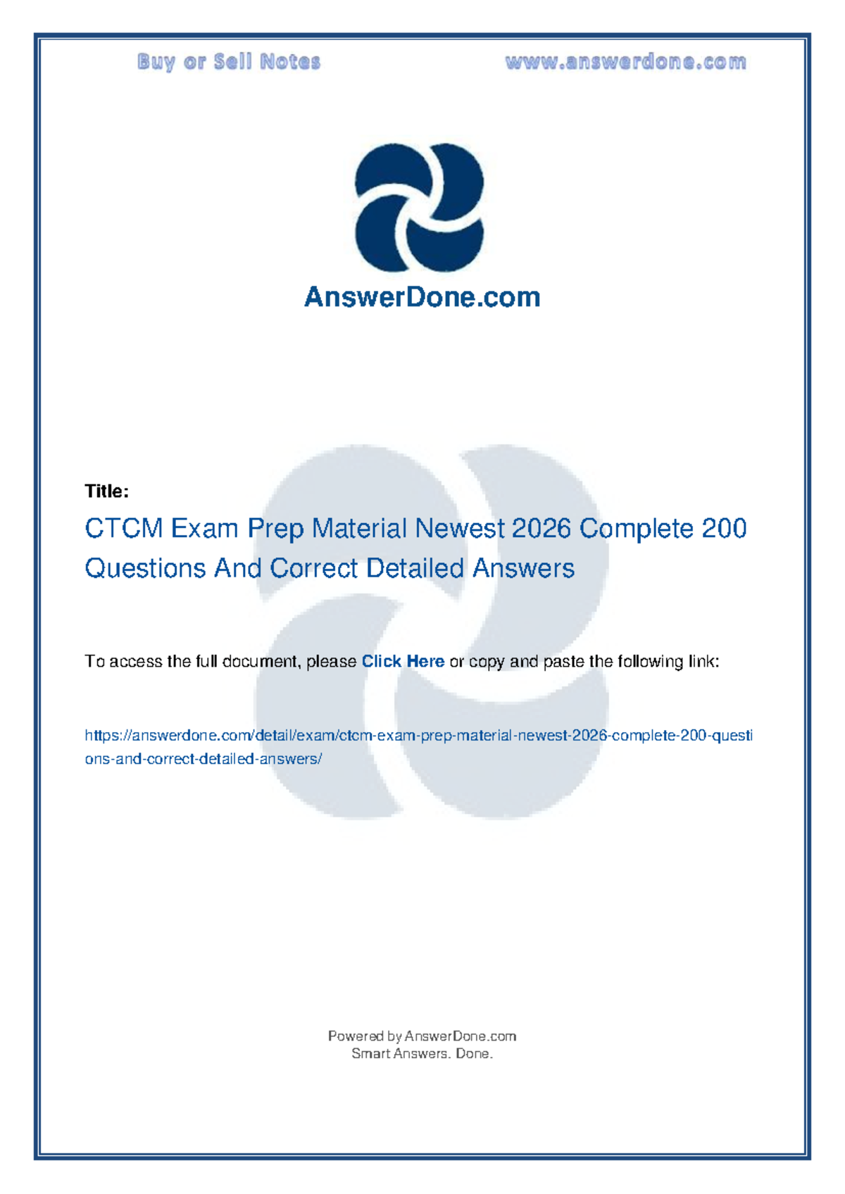 CTCM Exam Prep 2026: 200 Questions & Detailed Answers - Studocu