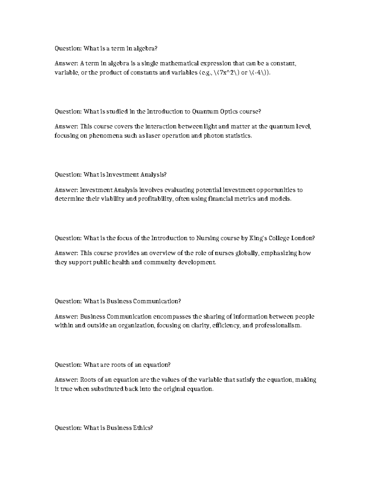 Algebra & Quantum Optics Insights: Key Concepts Explained - Studocu