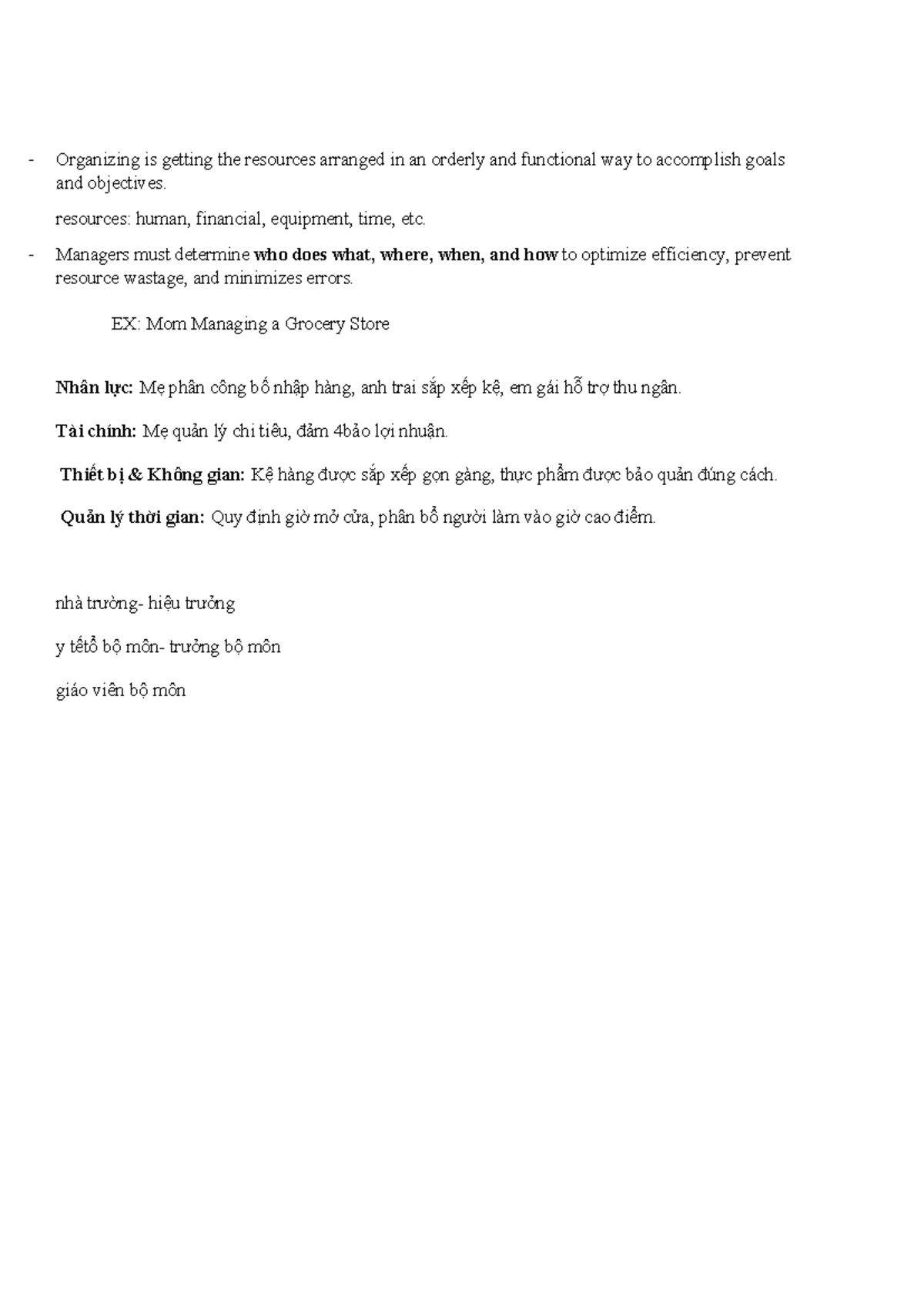 Organizing and Controlling Resources for Effective Management (MGT 101 ...