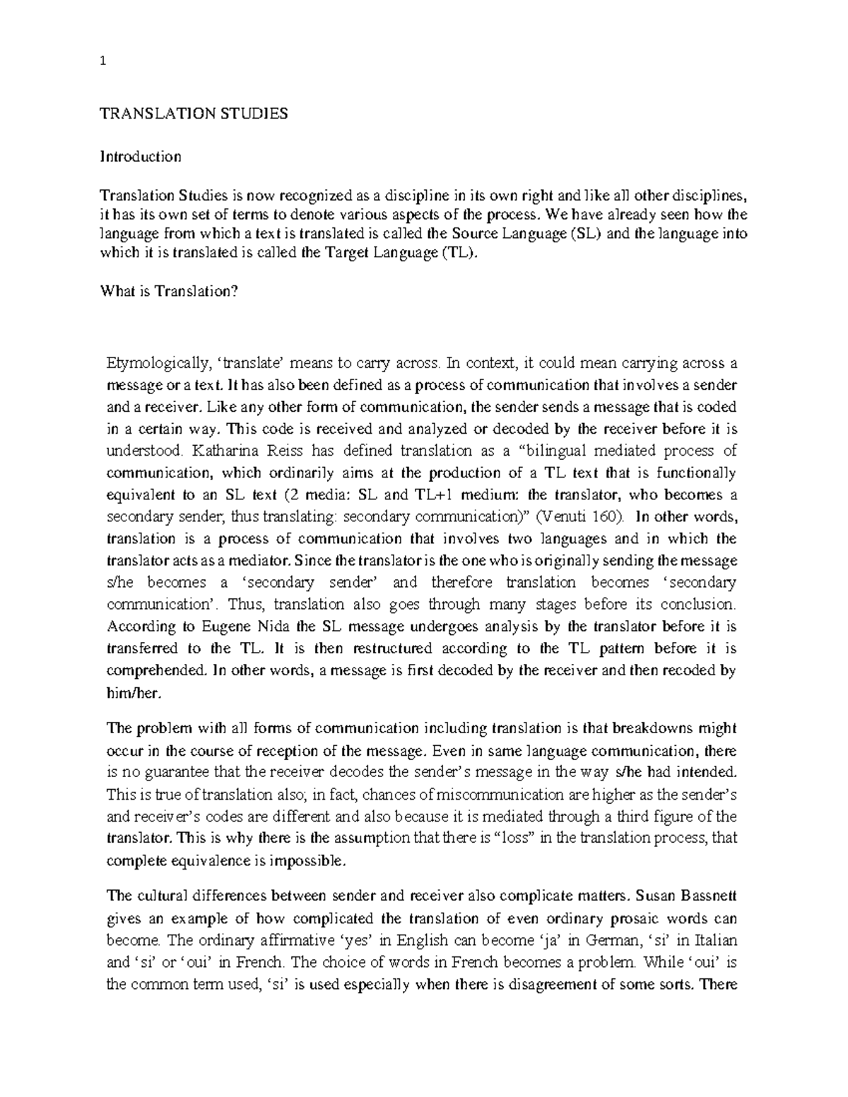Translation Studies Notes: Key Theories and Concepts Explained - Studocu