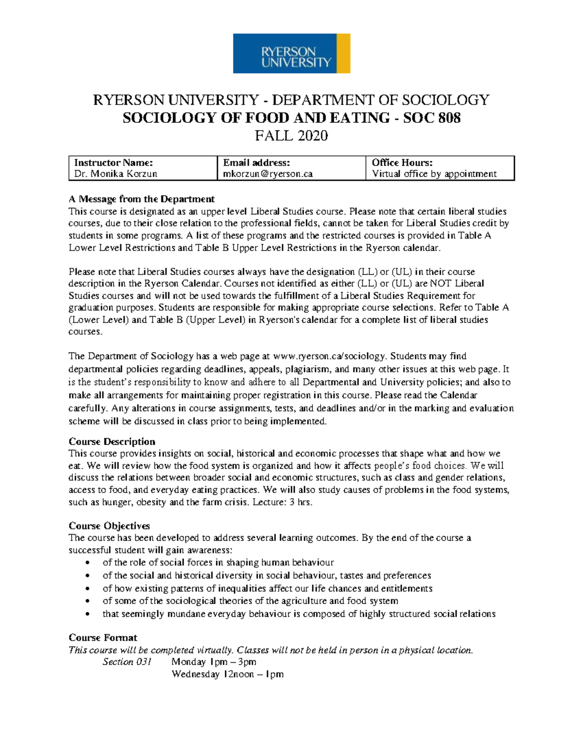 SOC 808 Syllabus Summary: Insights into Sociology of Food & Eating ...
