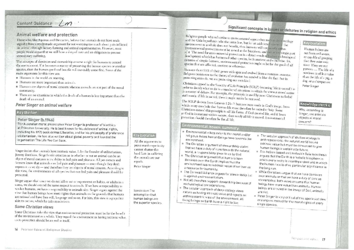 Edexcel RS: Animal Welfare & Environmental Ethics Overview - Studocu