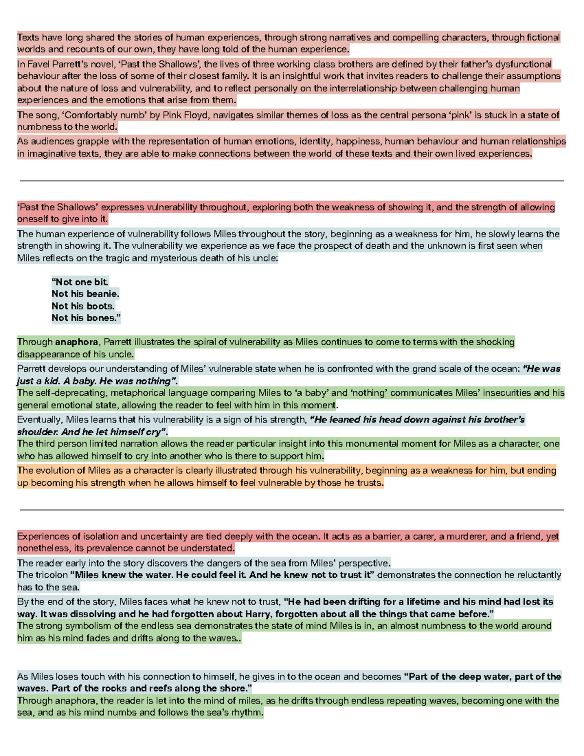 Human Experiences of Vulnerability in 'Past the Shallows' (20-20 Essay ...