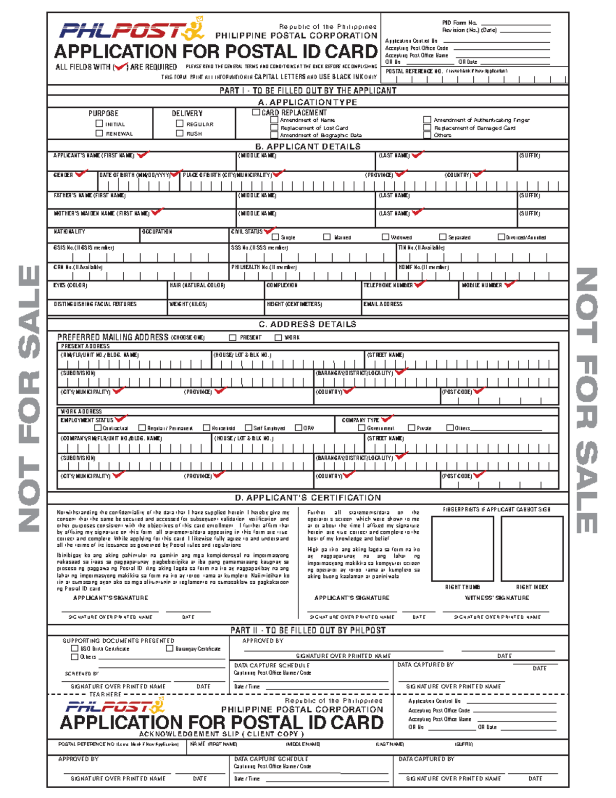 Pid application form - ####### (HOUSE / LOT & BLK NO.) ####### (POST ...