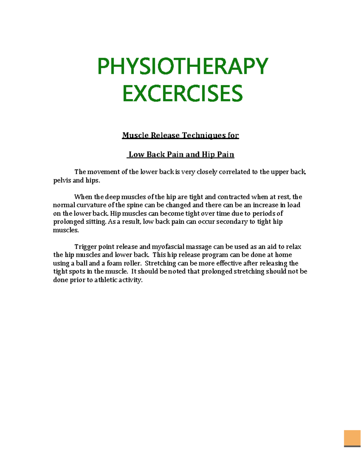 PHYSIOTHERAPY 1760351597: Hip Release Techniques for Low Back Pain ...