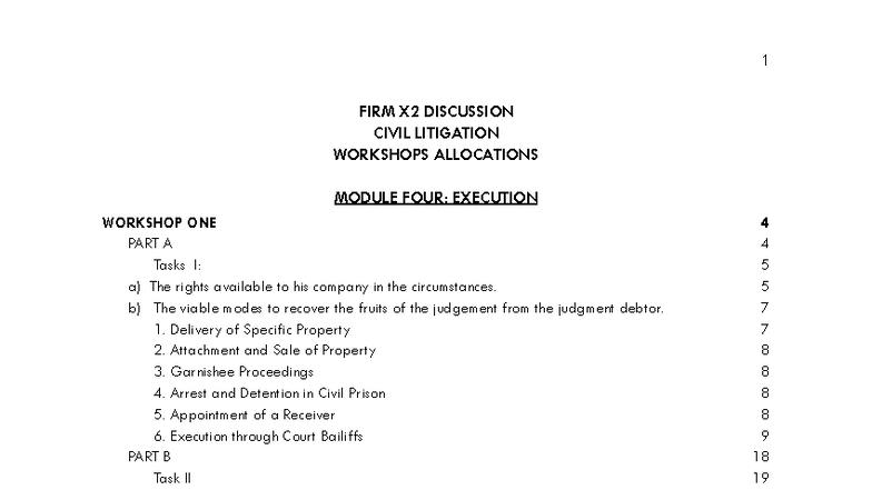 Module 4: Execution Workshop - Civil Litigation Strategies (FIRM X2 ...
