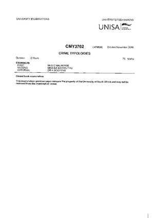 [Solved] Answer this question - Crime Typologies (CMY3702) - Studocu