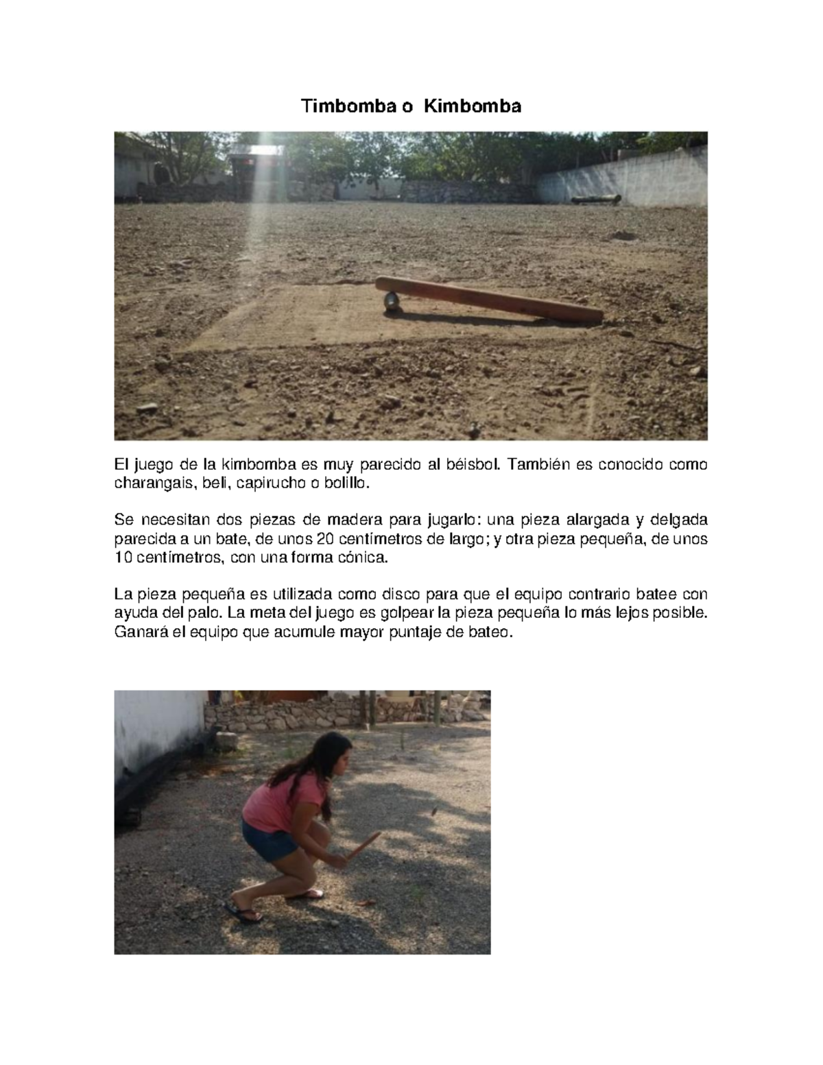 Lista de Juegos Tradicionales de Yucatán: Timbomba y Tinjoroch - Studocu