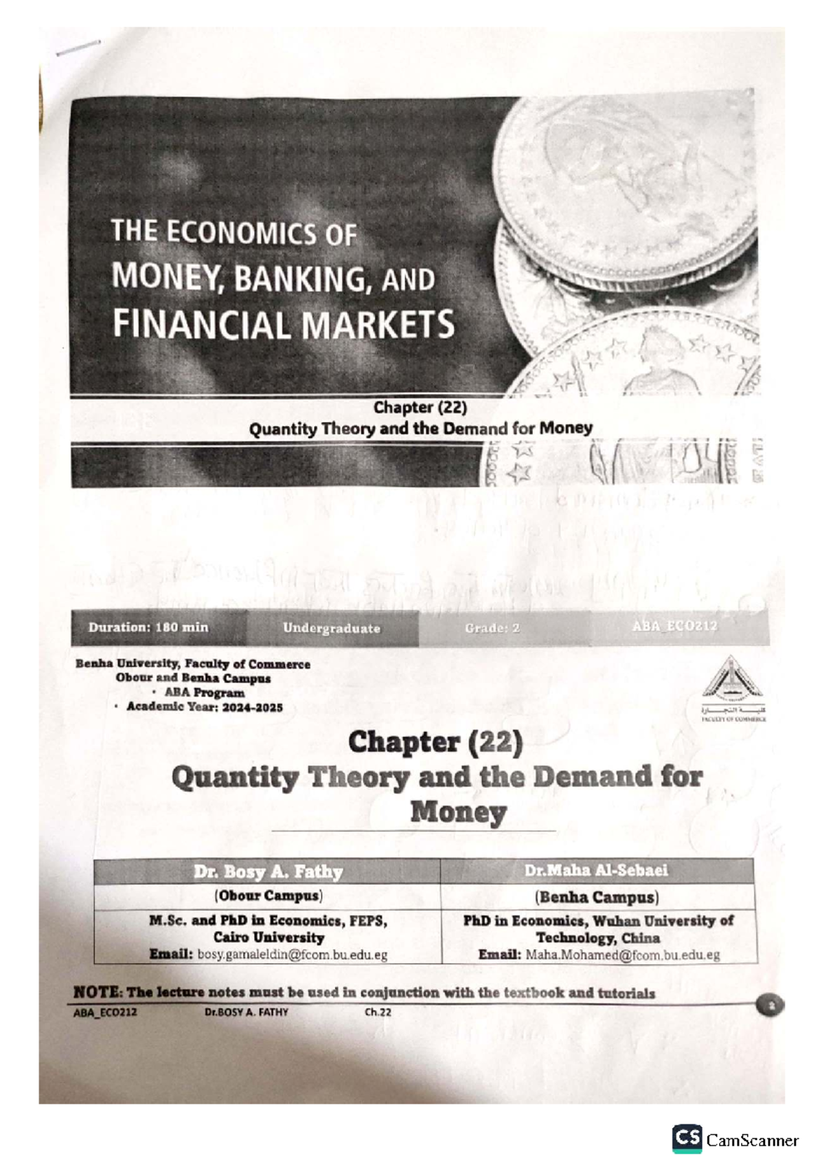 ECO212 Final Exam Notes: Ch.22 Quantity Theory & Money Demand - Studocu