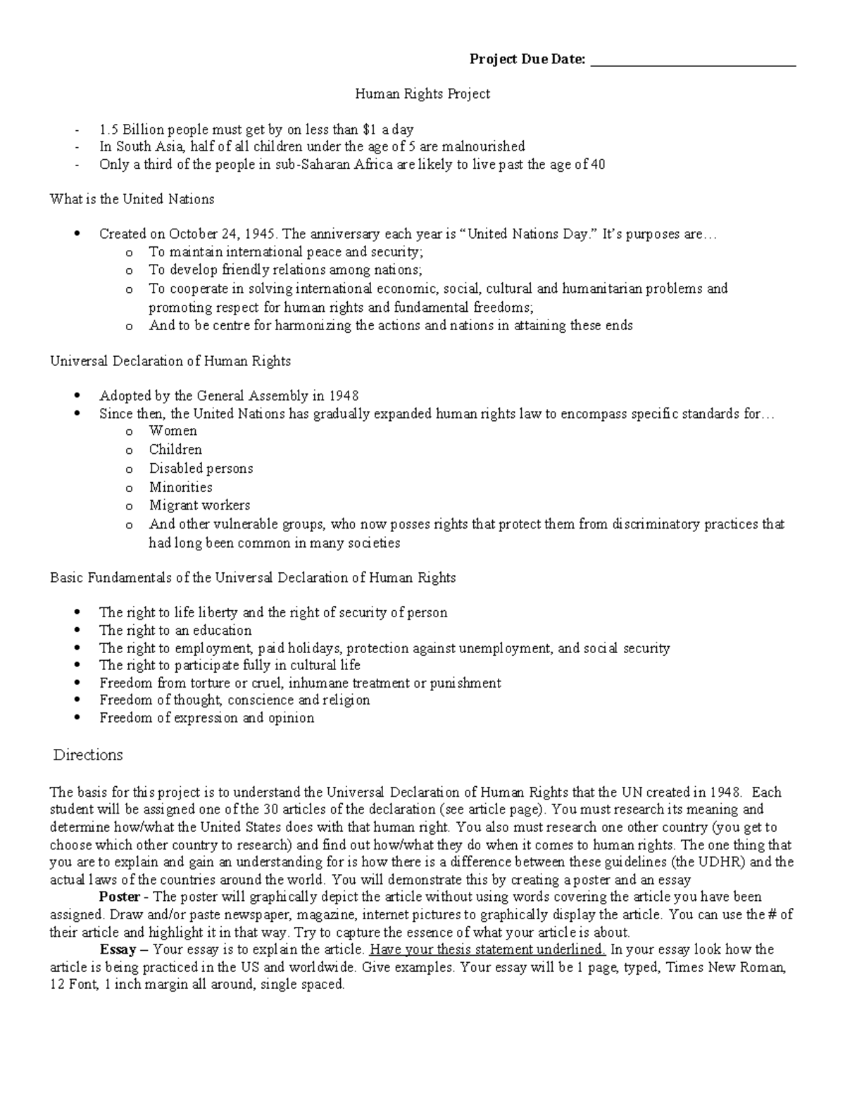 Human Rights Project: Understanding the Universal Declaration of Human ...