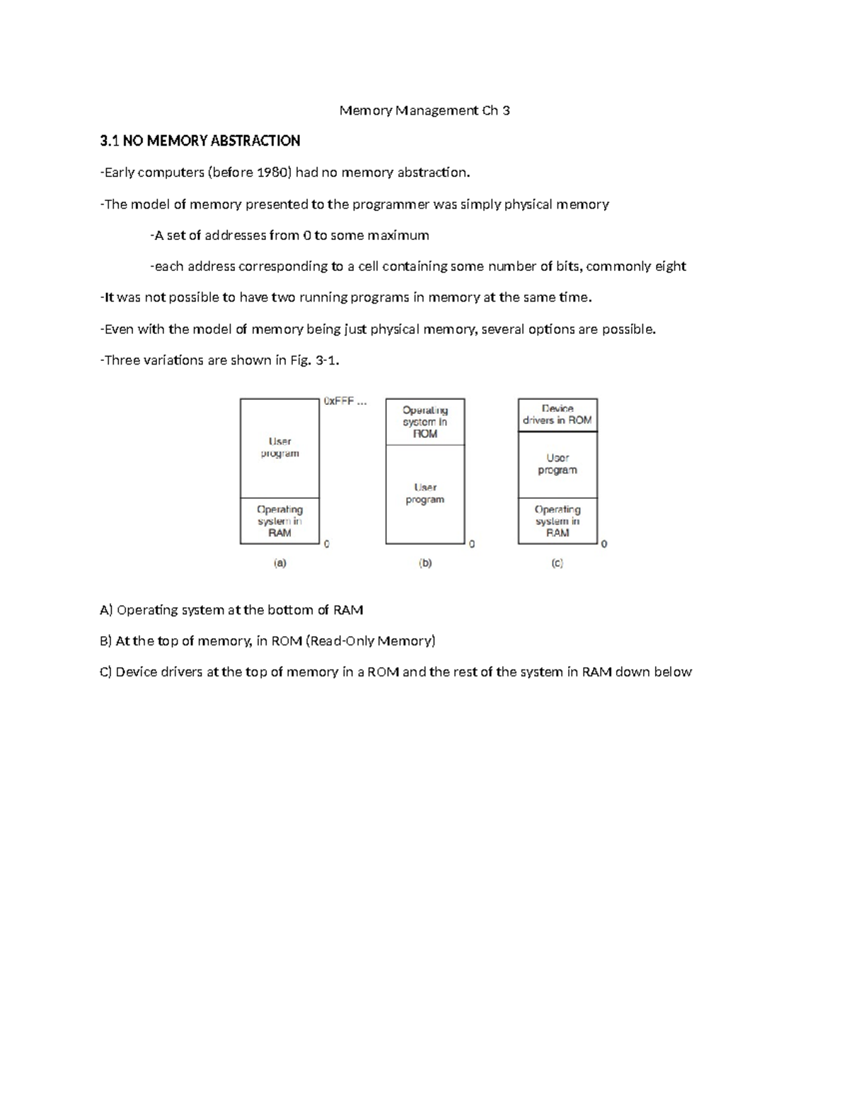 Memory Management Ch 3 - Key Concepts and Techniques in Modern OS - Studocu