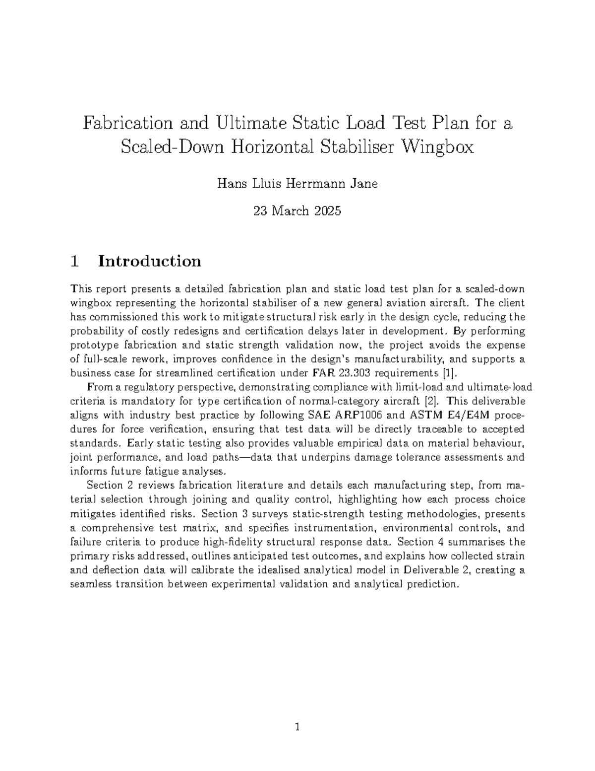 AERO4300 Final Exam: Fabrication & Static Load Testing of Wingbox - Studocu