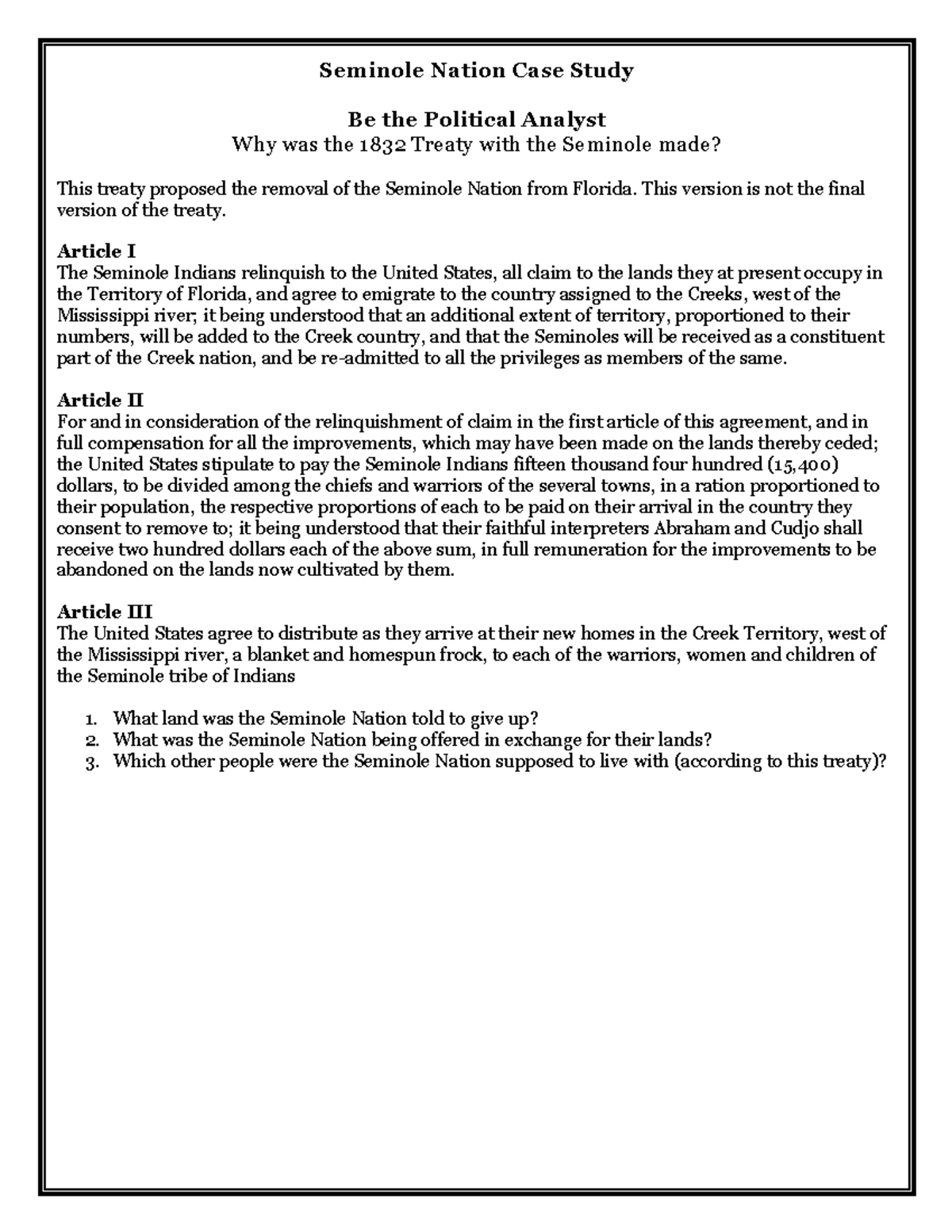 Historical Examples of Indigenous Resistance: The Seminole Nation's ...