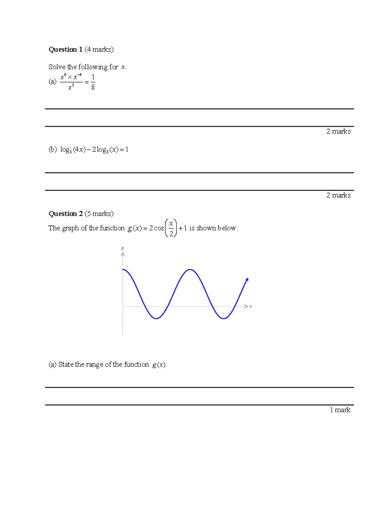 2018 Trinity 11MM Sem2 Exam1: Math Problems & Solutions - Studocu