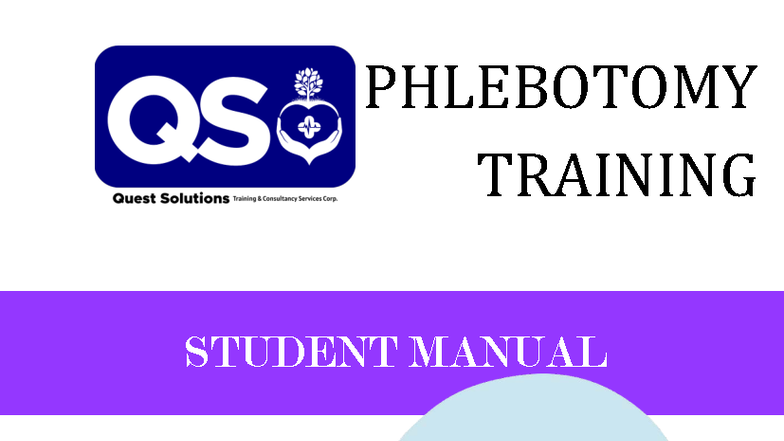 PHLEBOTOMY TRAINING MANUAL: QUEST SOLUTIONS PROGRAM - Studocu