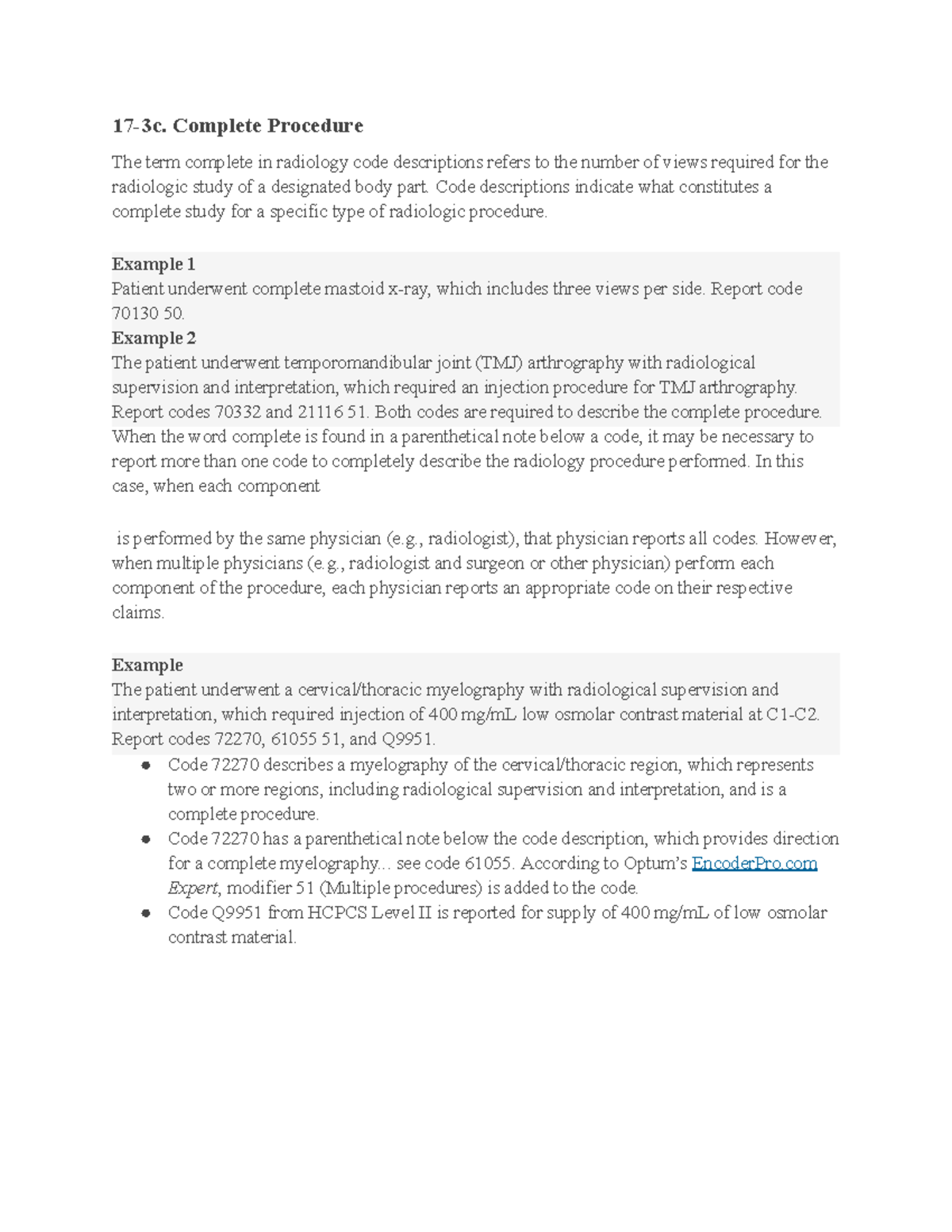 Radiology Code Descriptions: Understanding Complete Procedures (RAD 101) - Studocu