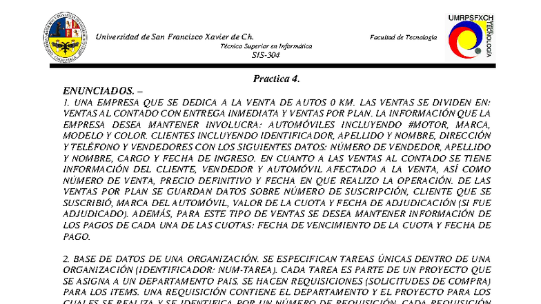SIS-304 Práctica 4: Bases de Datos para Ventas y Servicios de ...