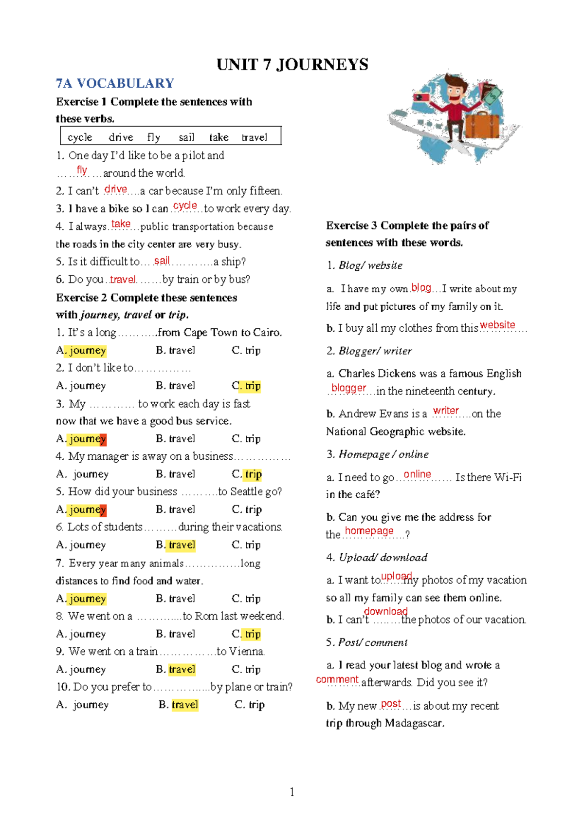 Homework UNIT-7: Vocabulary, Reading & Grammar Exercises - Studocu