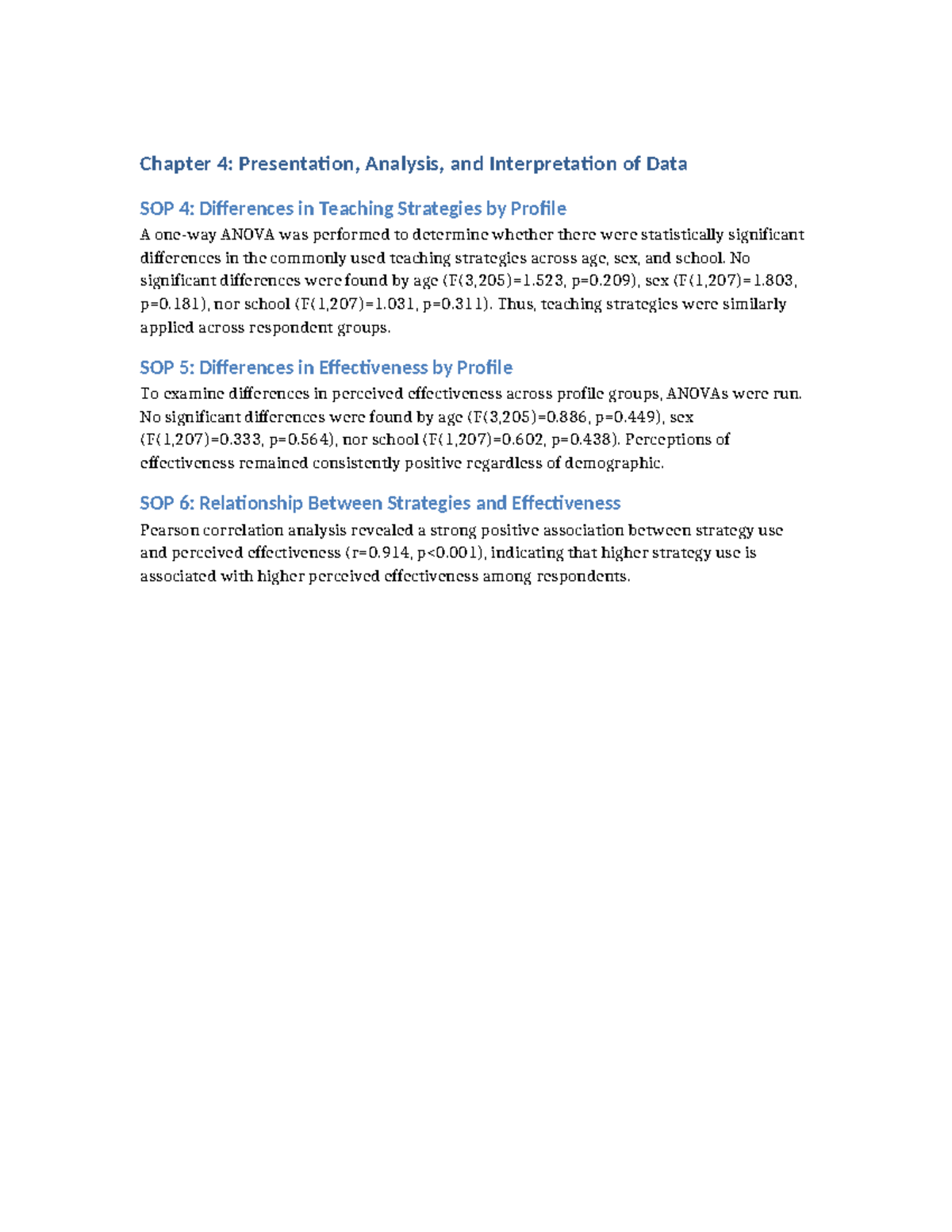 Chapter 4: Data Presentation & Analysis - Teaching Strategies ...