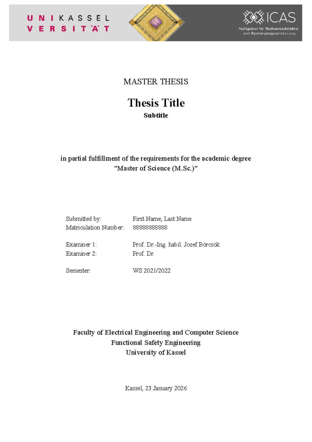 MASTER THESIS Template for Functional Safety Engineering (FUSE) - Studocu