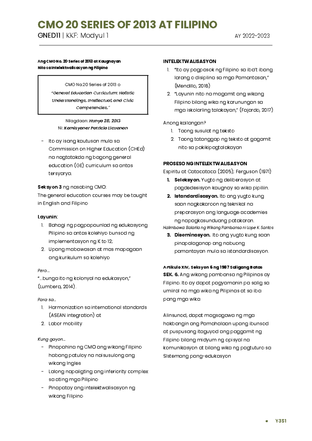 GNED11 | KKF: Modyul 1 at 2 - Lecture Notes on CMO 20 Series of 2013 ...