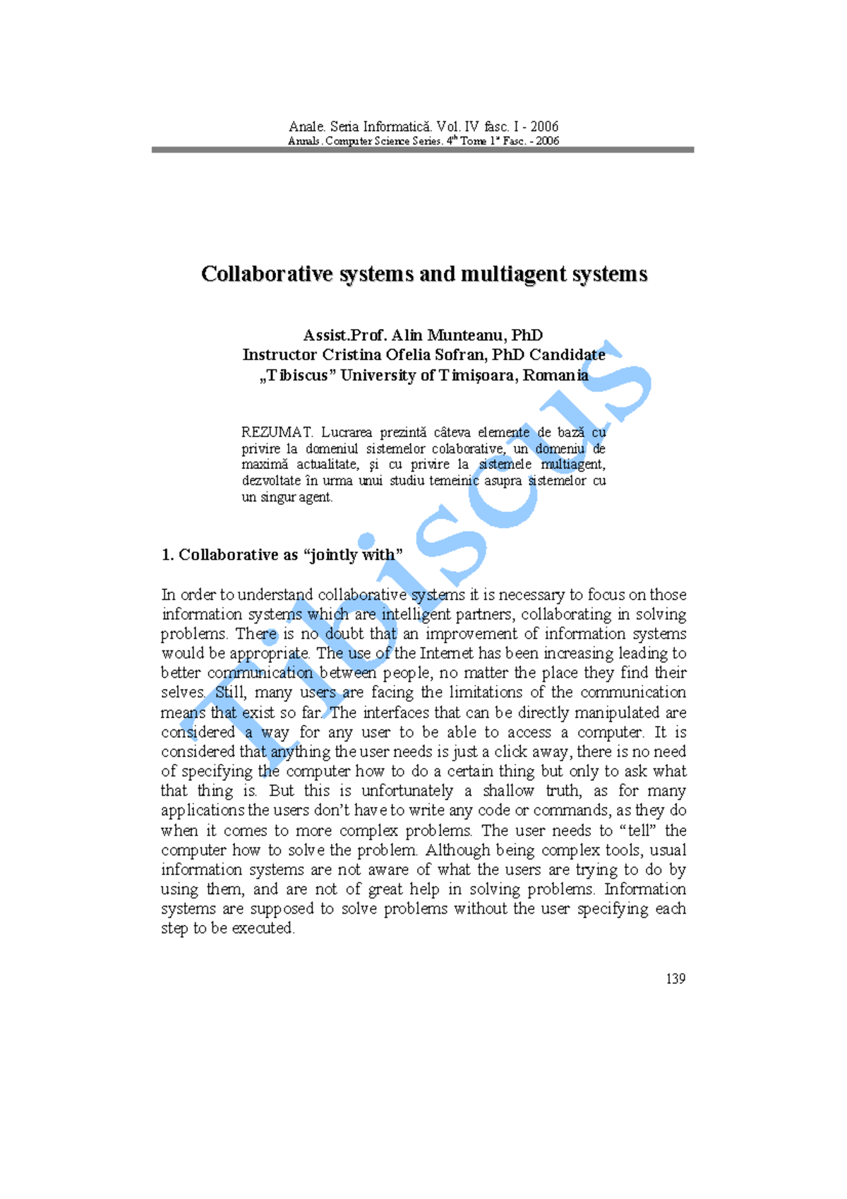 Collaborative Systems and Multiagent Systems Overview (CS 101) - Studocu