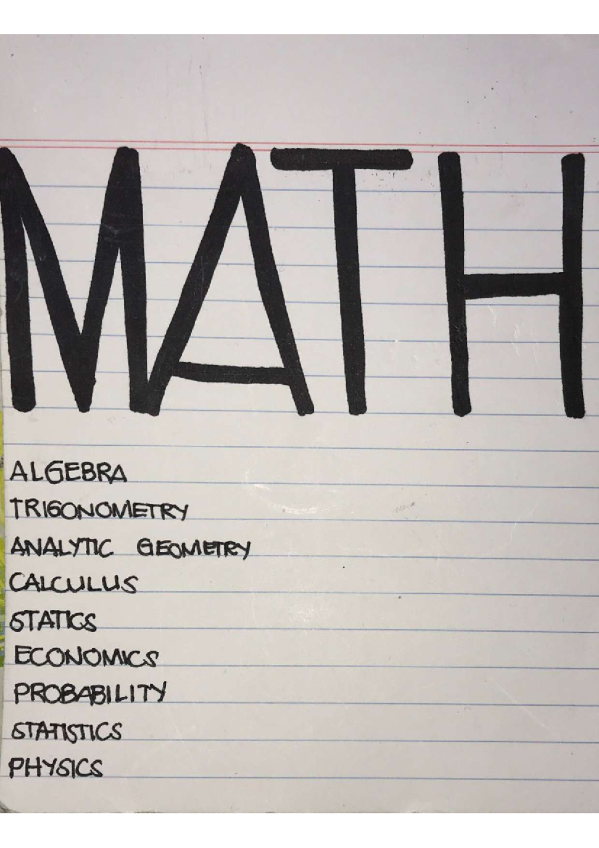 IMG 2814-1 - formulas to recall - MATH ALGEBRA TRIGONOMETRY ANALYTIC ...