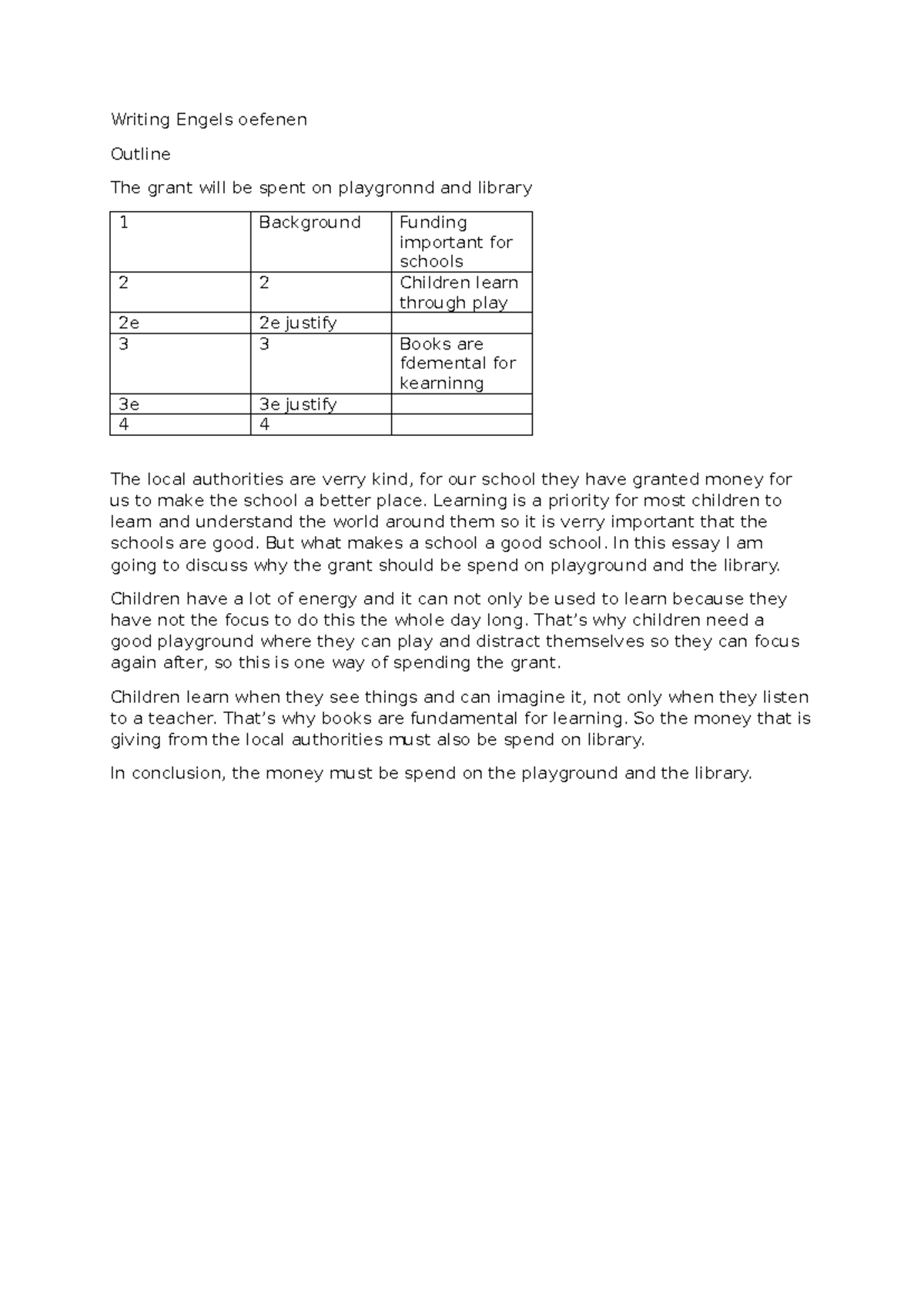 Writing Engels Oefenen: Grant Allocation for Playground & Library ...