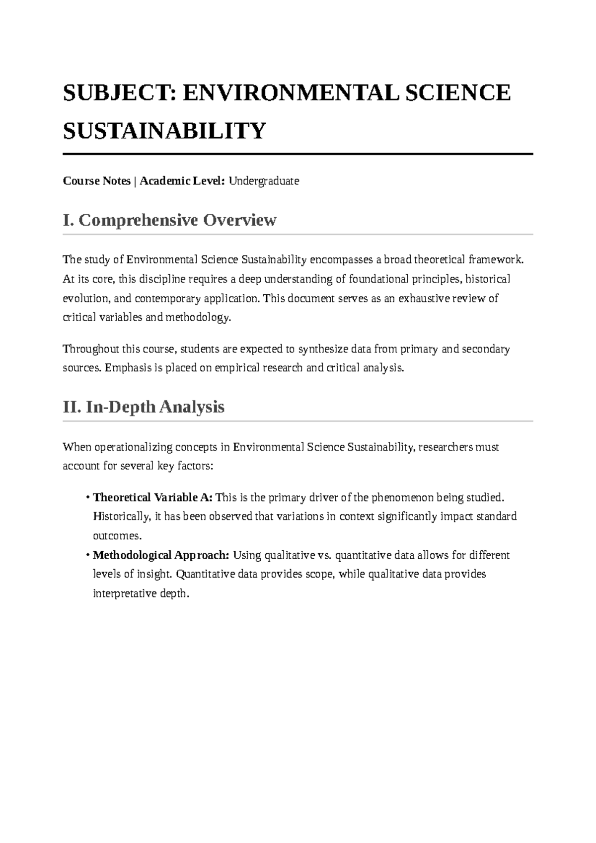 ENV 101: Comprehensive Course Notes on Environmental Science ...