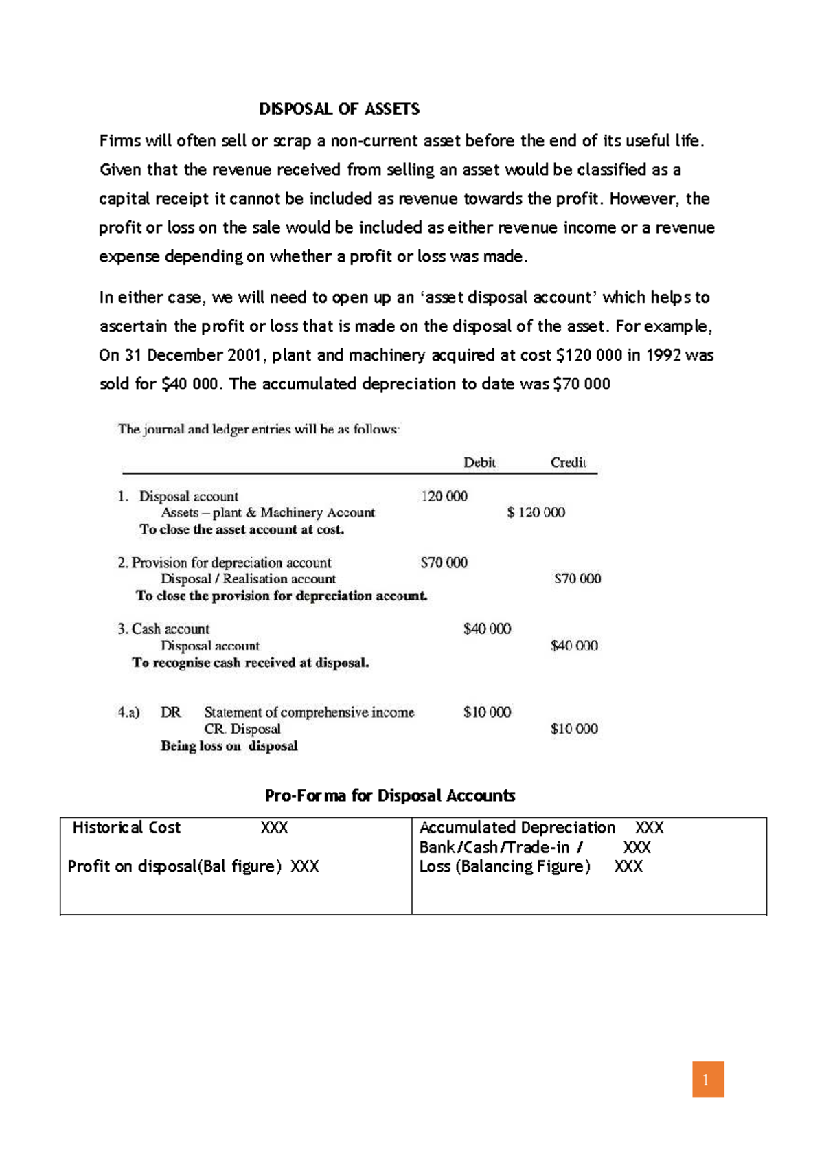 Disposal of Assets: Accounting Principles and Practices - Studocu