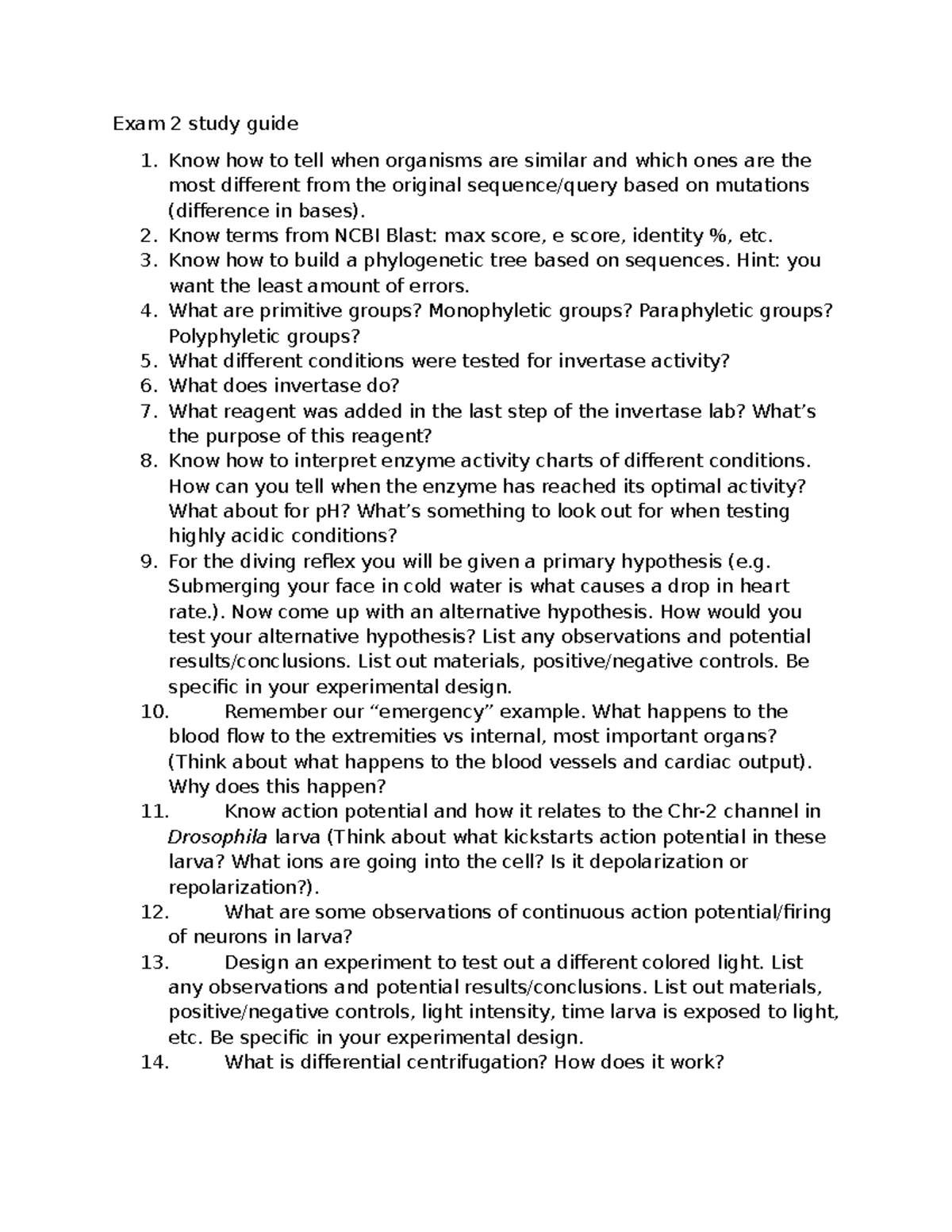 Exam 2 Study Guide - LAB: Key Concepts & Experimental Design - Studocu