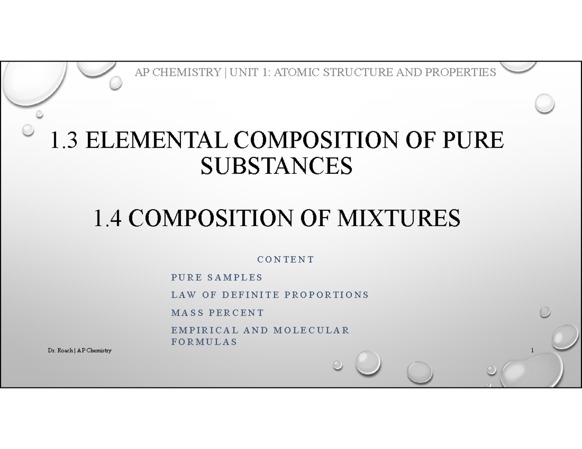 AP CHEMISTRY LECTURE NOTES: MOLECULAR & EMPIRICAL FORMULAS - Studocu