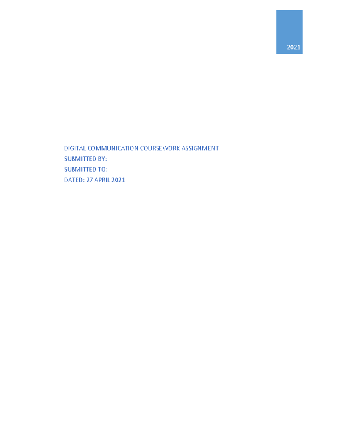 Matlab Report on Digital Communication (ENG-101) Tasks and Models - Studocu