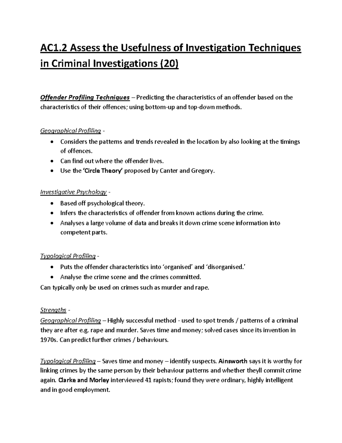 AC1.2 Evaluating Investigation Techniques in Criminal Cases: Methods ...