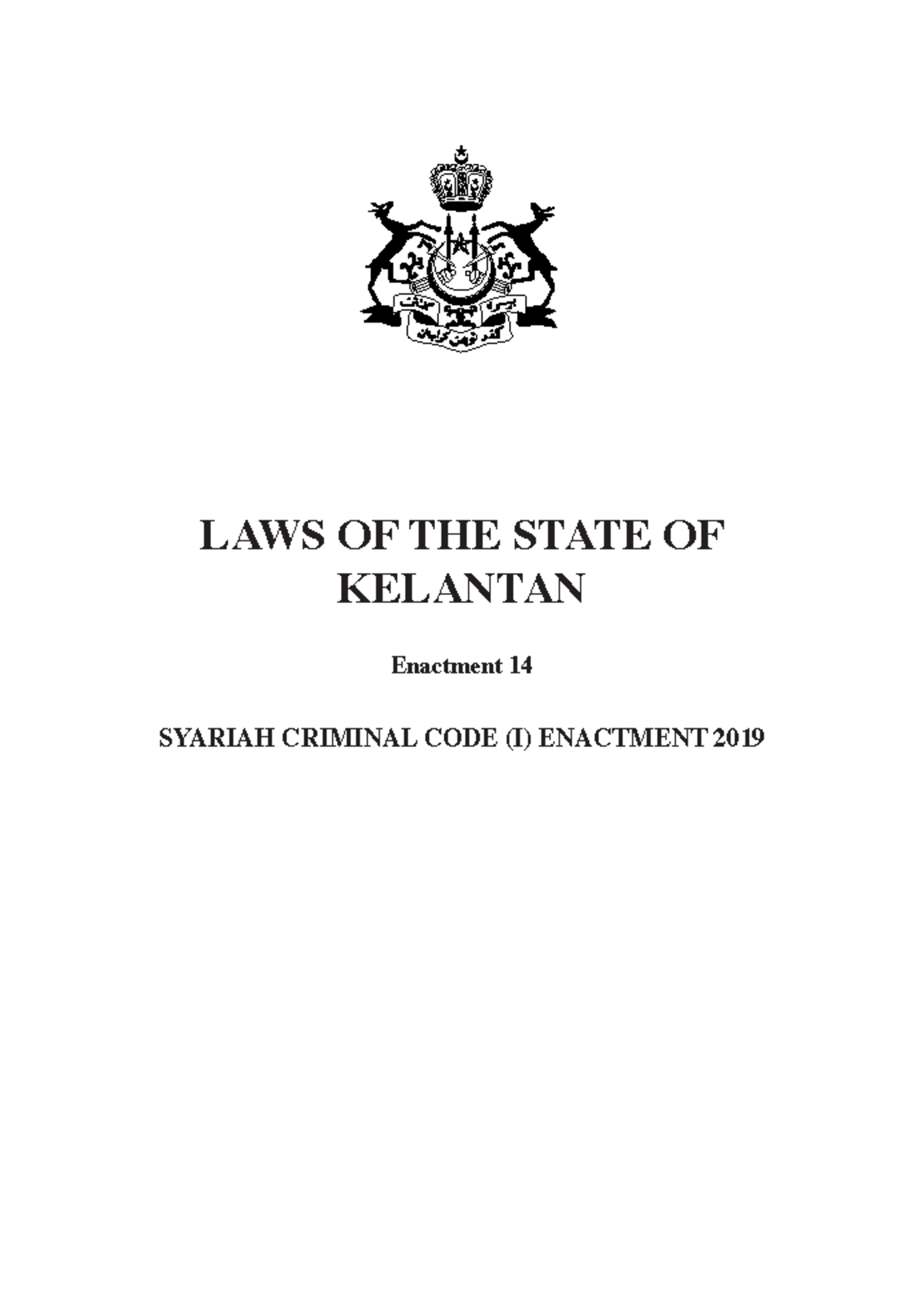 Syariah Criminal Code (I) - Kelantan Enactment (2019) Overview - Studocu