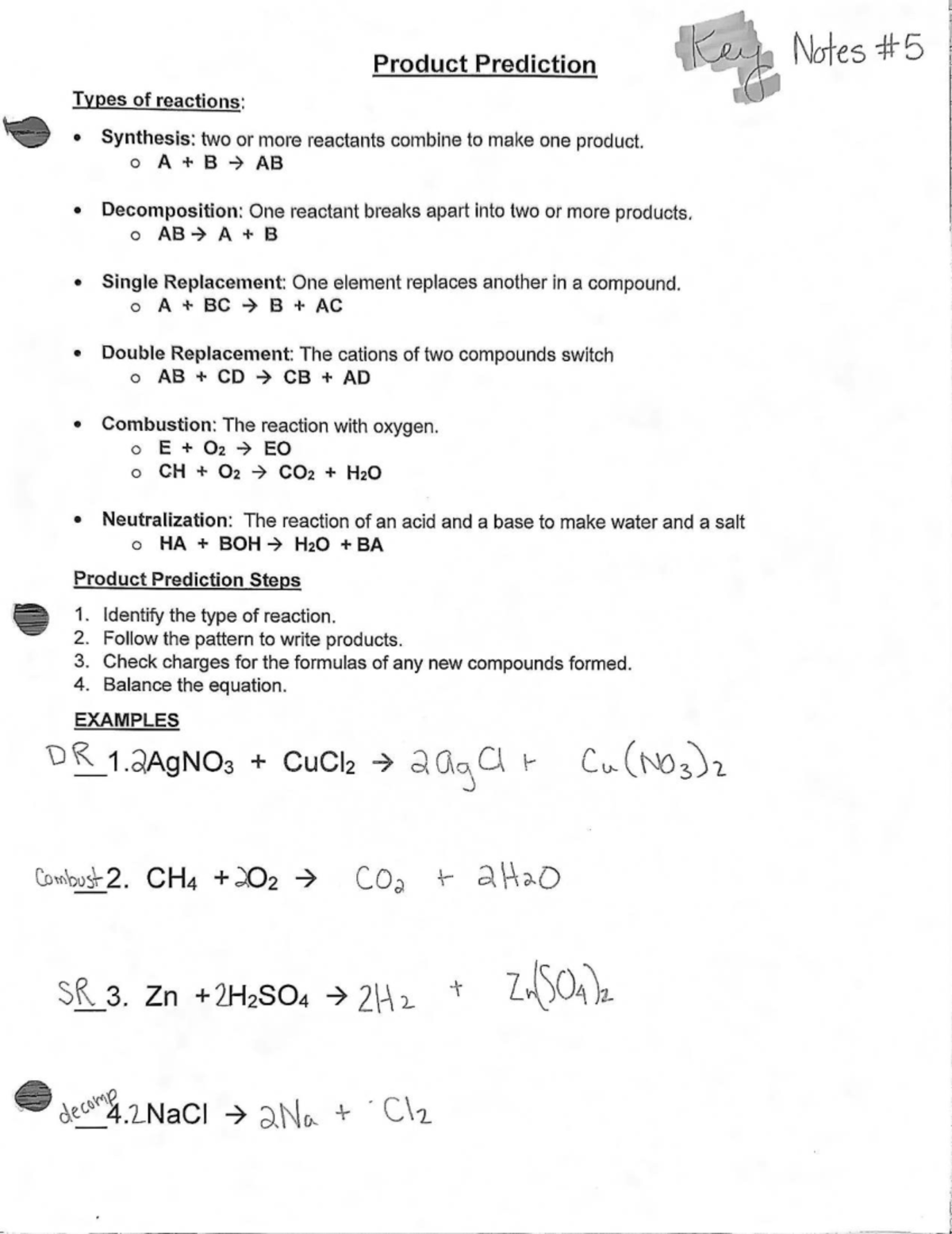 Key Product Prediction Notes for Chemistry (CHEM 101) - Studocu