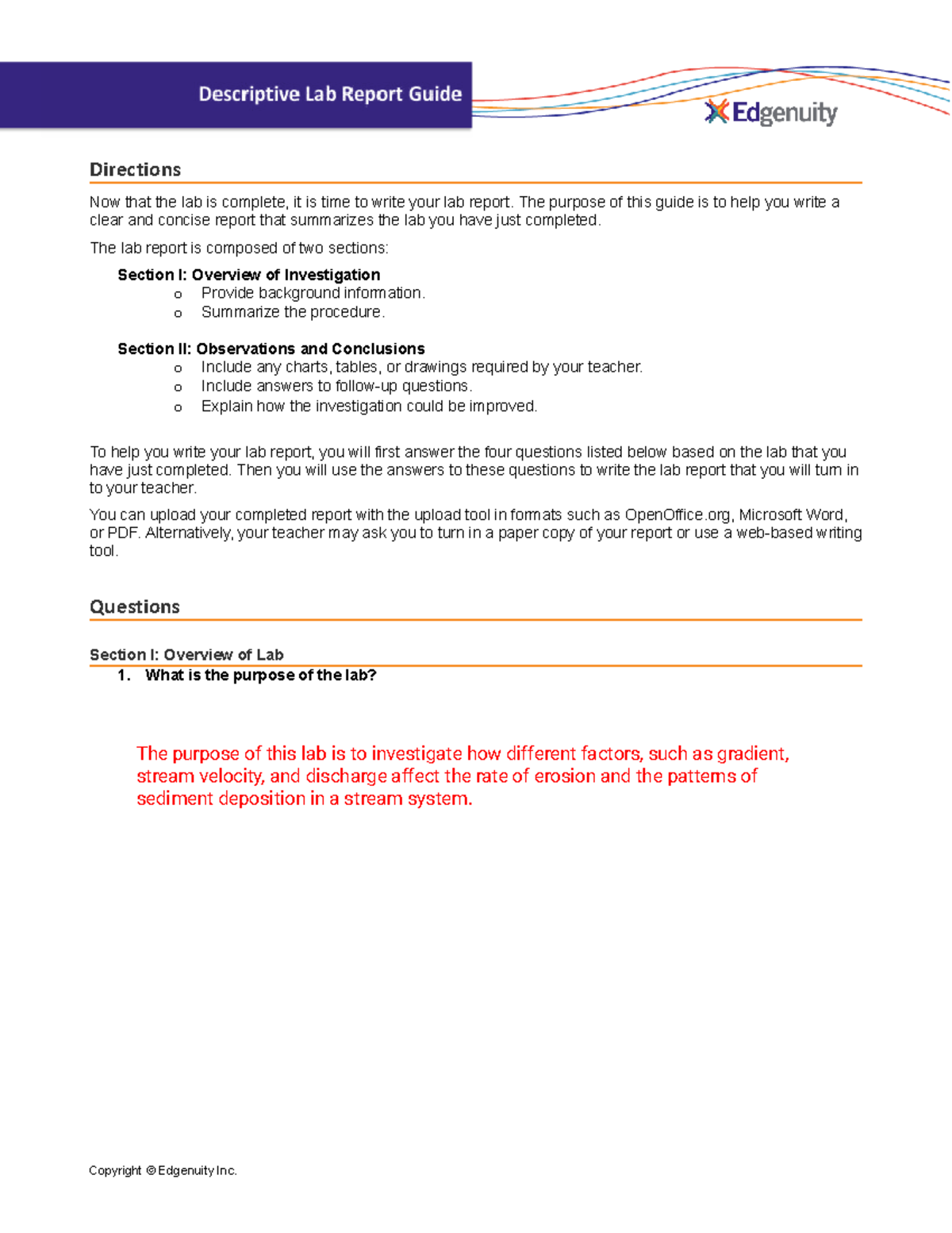 Lab Report Guide for Erosion Study (Course Code: SCI101) - Studocu