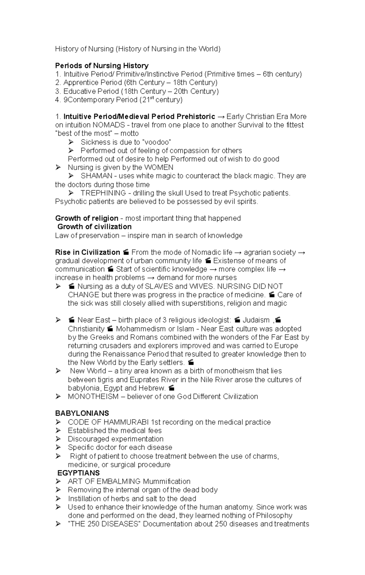 HIS-101: Comprehensive History of Nursing Notes - Studocu