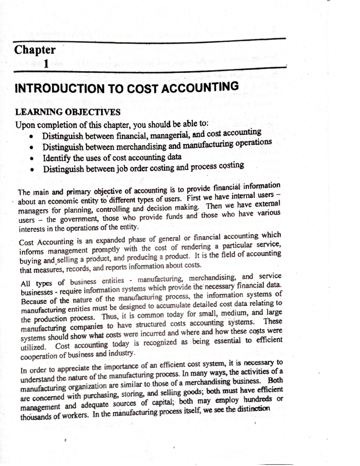 Cost Accounting and Control (ACCT 101): Chapter 1 Insights and Analysis ...