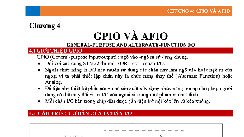 CHƯƠNG 4: GPIO VÀ AFIO - Cấu Hình và Lệnh Cơ Bản - Studocu