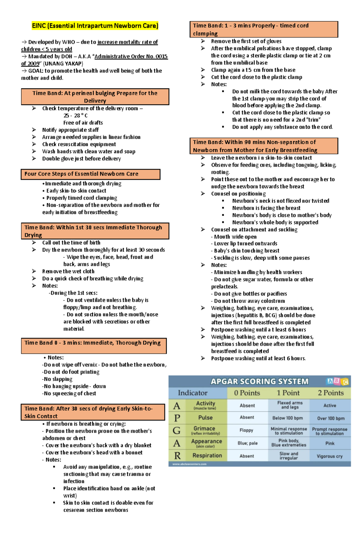 EINC: Essential Intrapartum Newborn Care Guidelines and Procedures ...