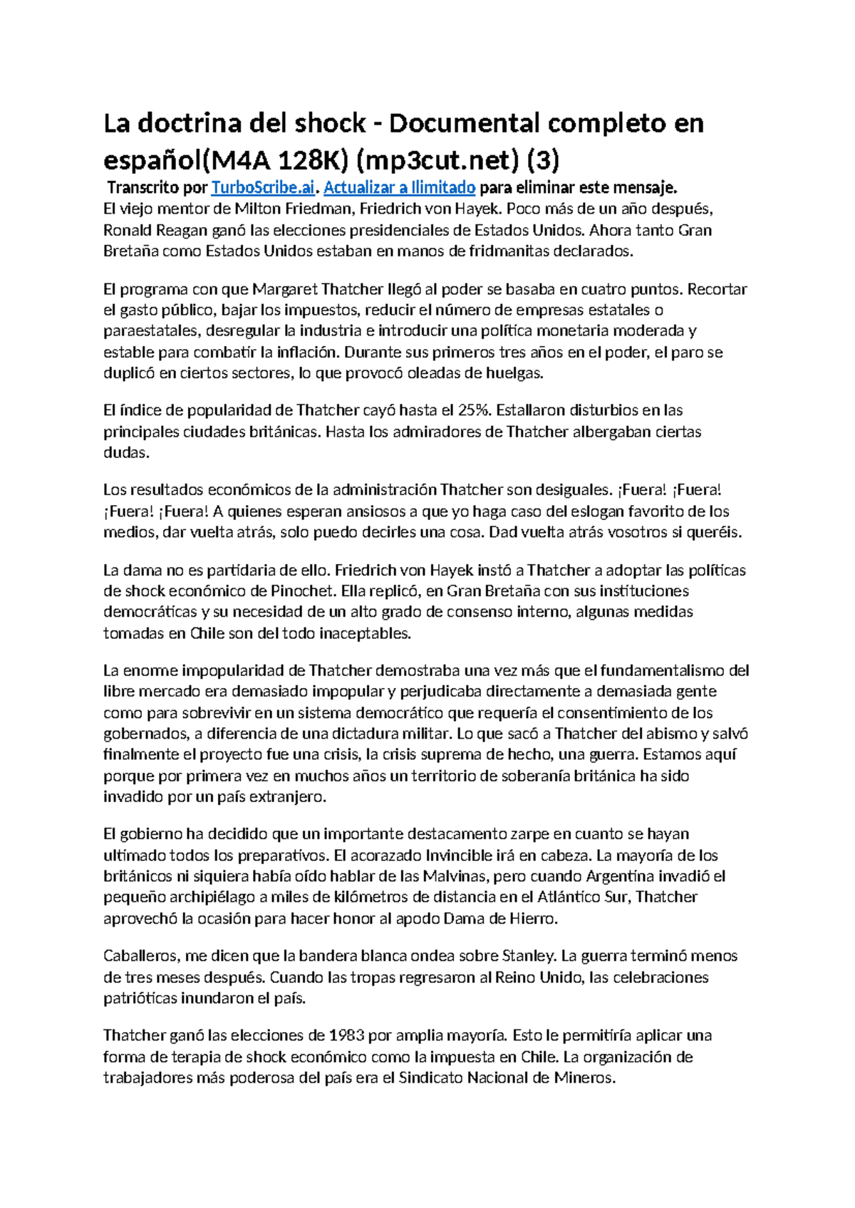 La Doctrina del Shock: Análisis del Impacto Económico y Político (M4A ...